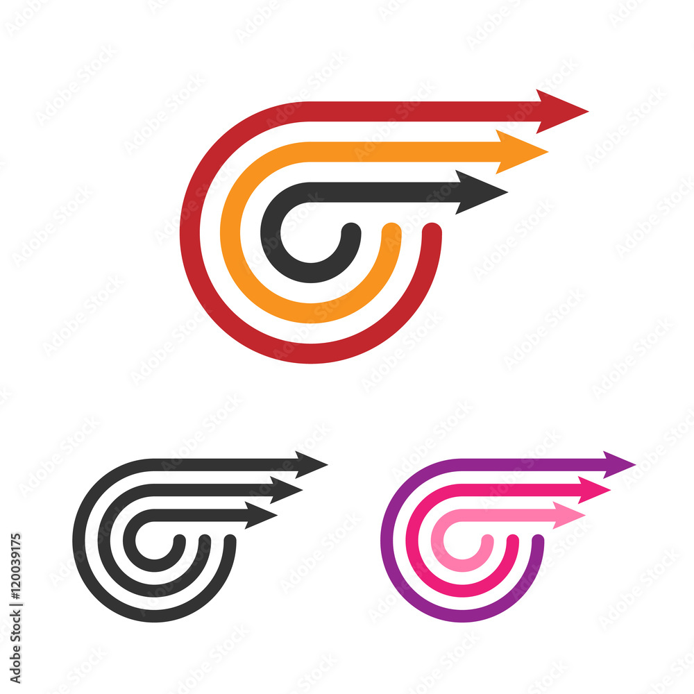 Logo Template Set. Three Arrows. Line Style Logotype. Vector. Stock ...