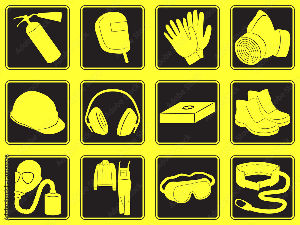 Personal safety equipment icons Stock Vector | Adobe Stock