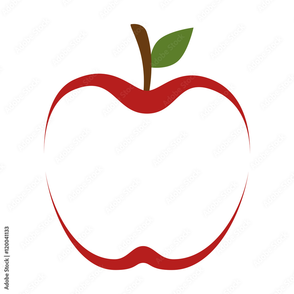 line red apple shaped fruit food agriculture healthy lifestyle vector ...
