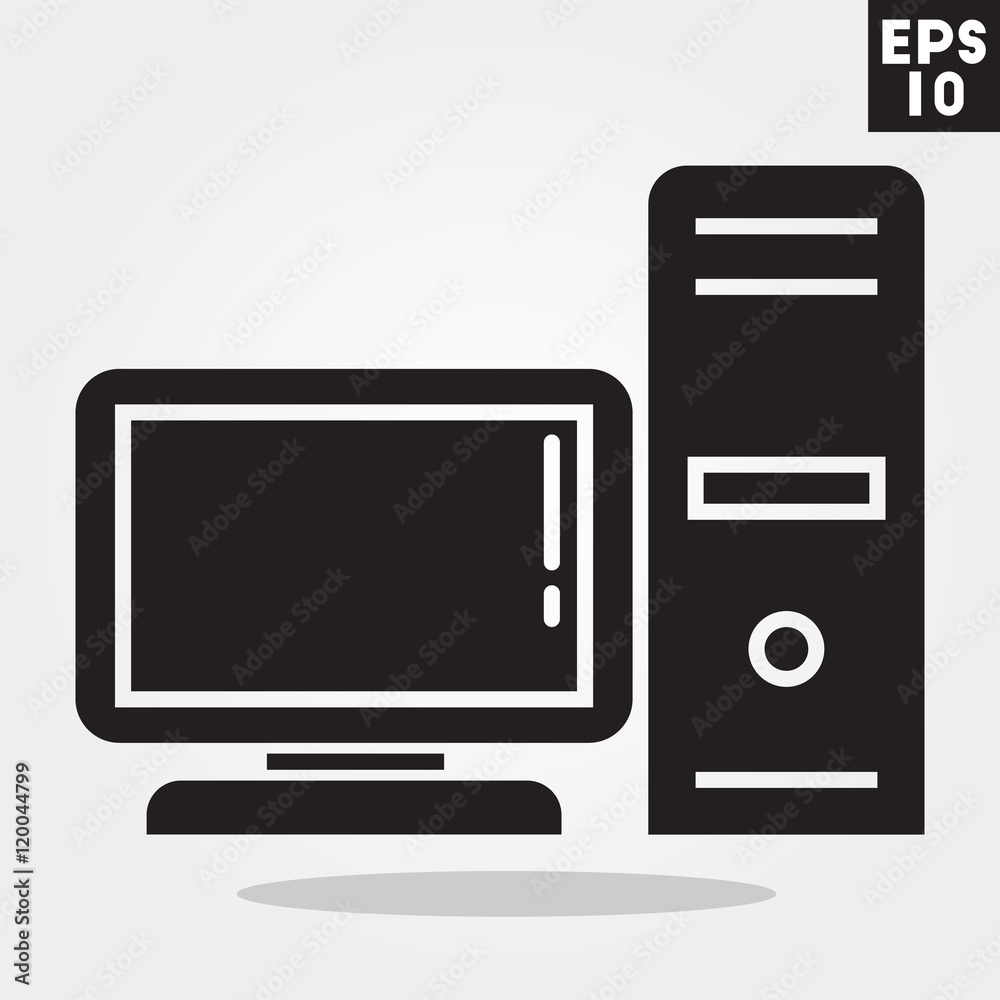 Computer desktop icon in trendy flat style isolated on grey background ...