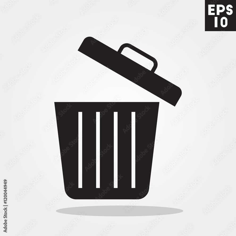 Trash icon in trendy flat style isolated on grey background. Trash ...