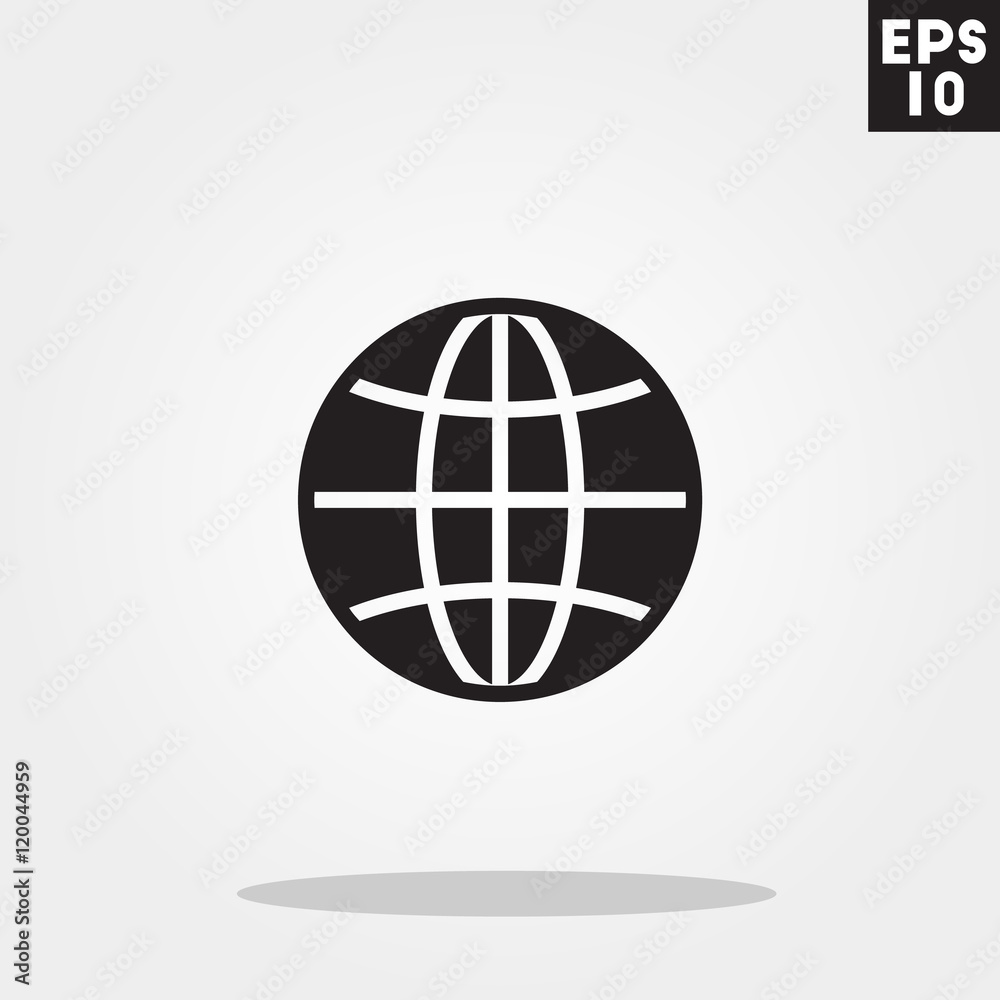 Globe icon in trendy flat style isolated on grey background. Globe ...