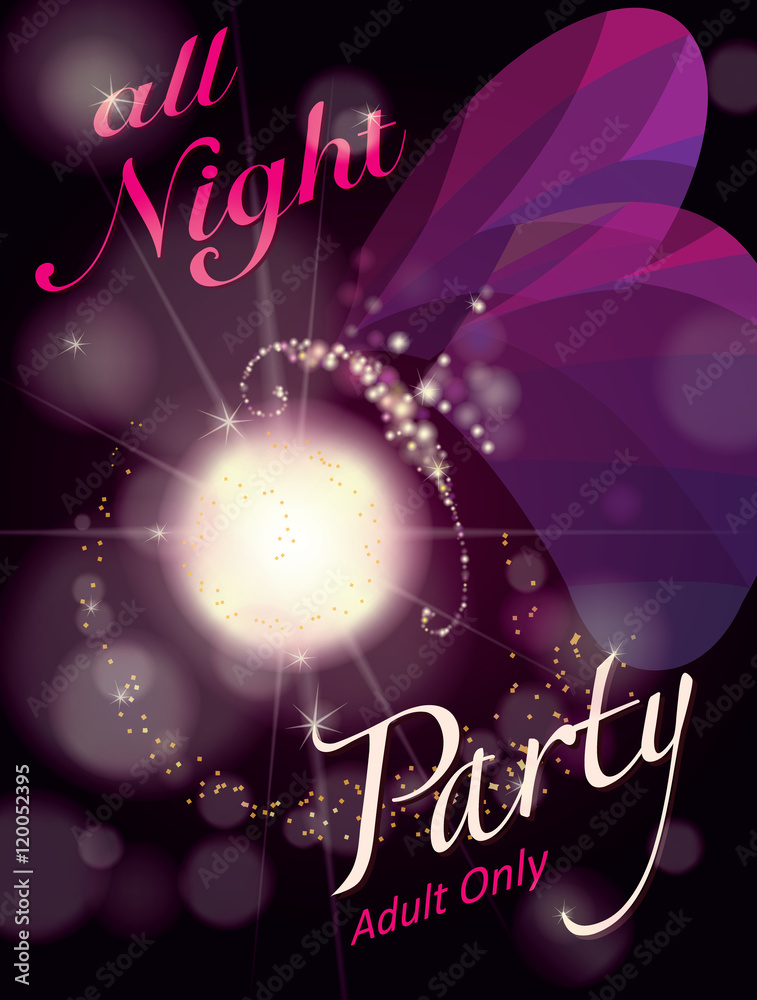 All Night Party invitation card. Stock Vector | Adobe Stock