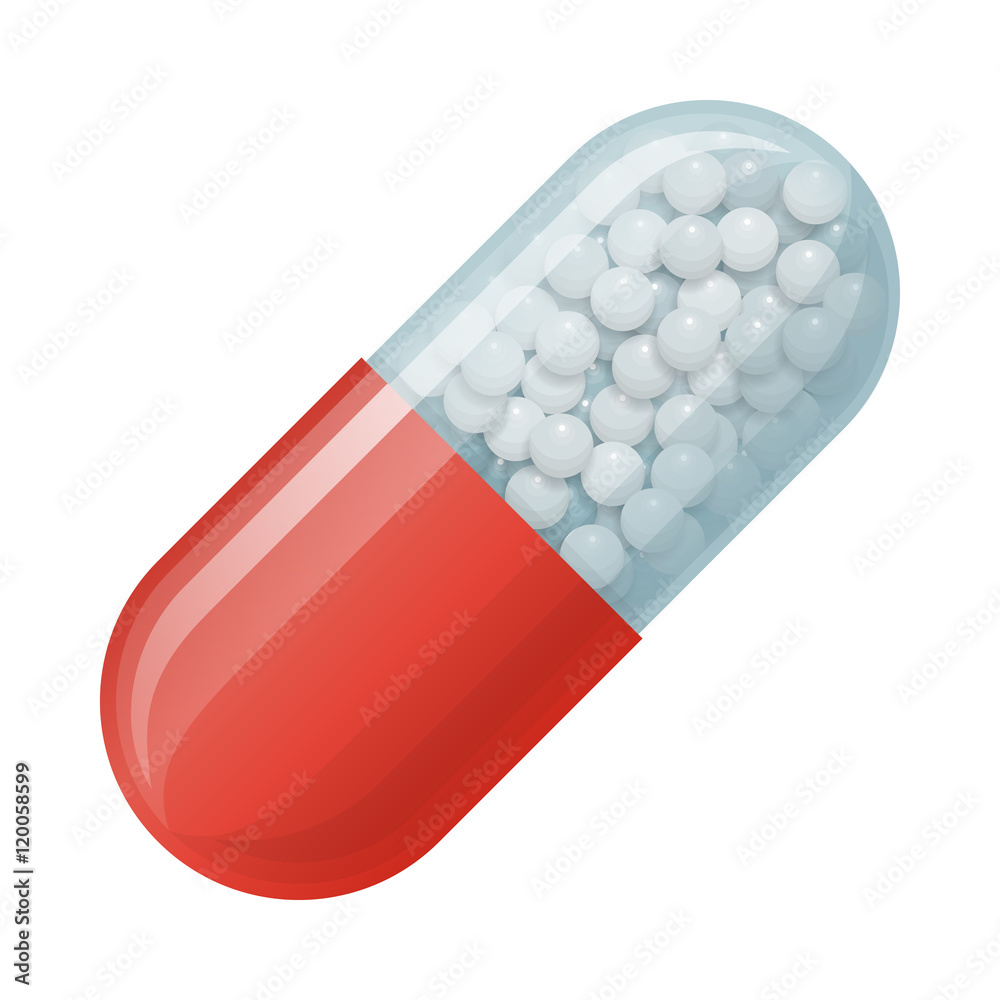 Capsule with small balls of drug medical. Icons of pill. Pharmacy logo ...