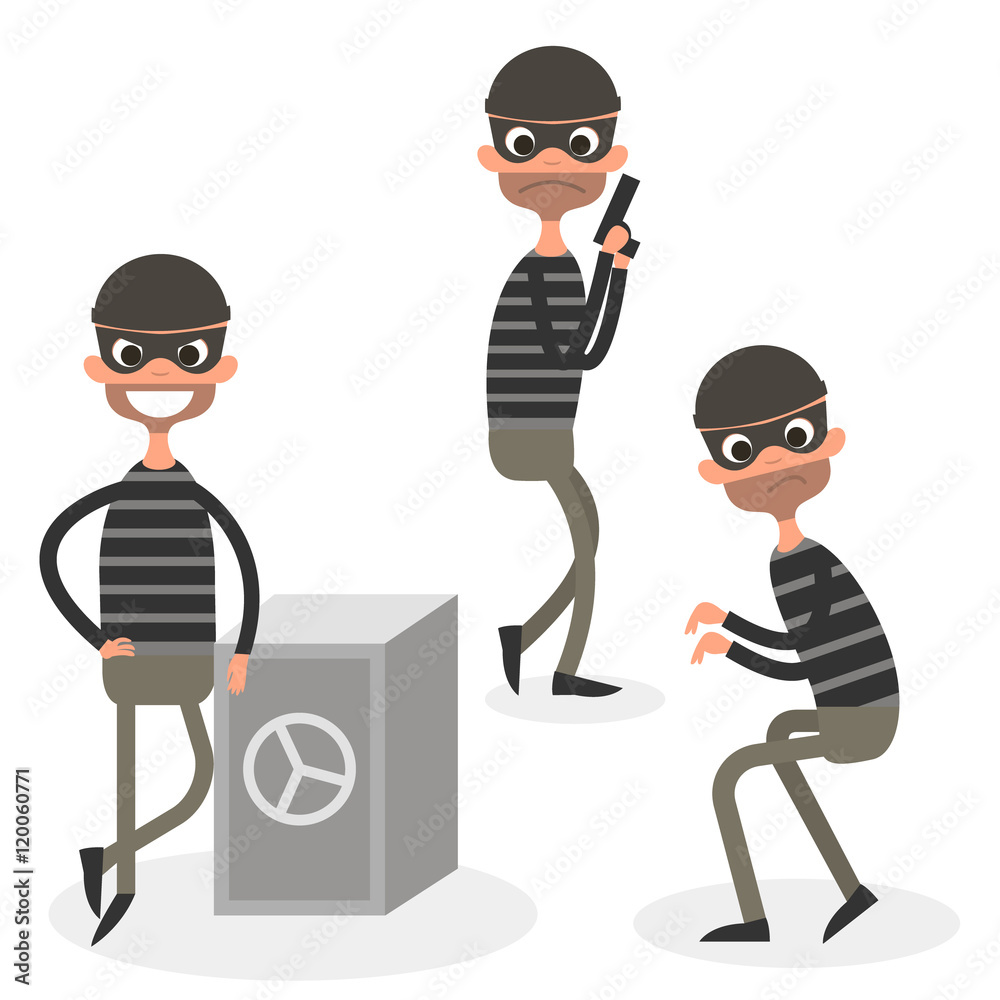 Cartoon thief character set isolated on white. Vector Illustration ...