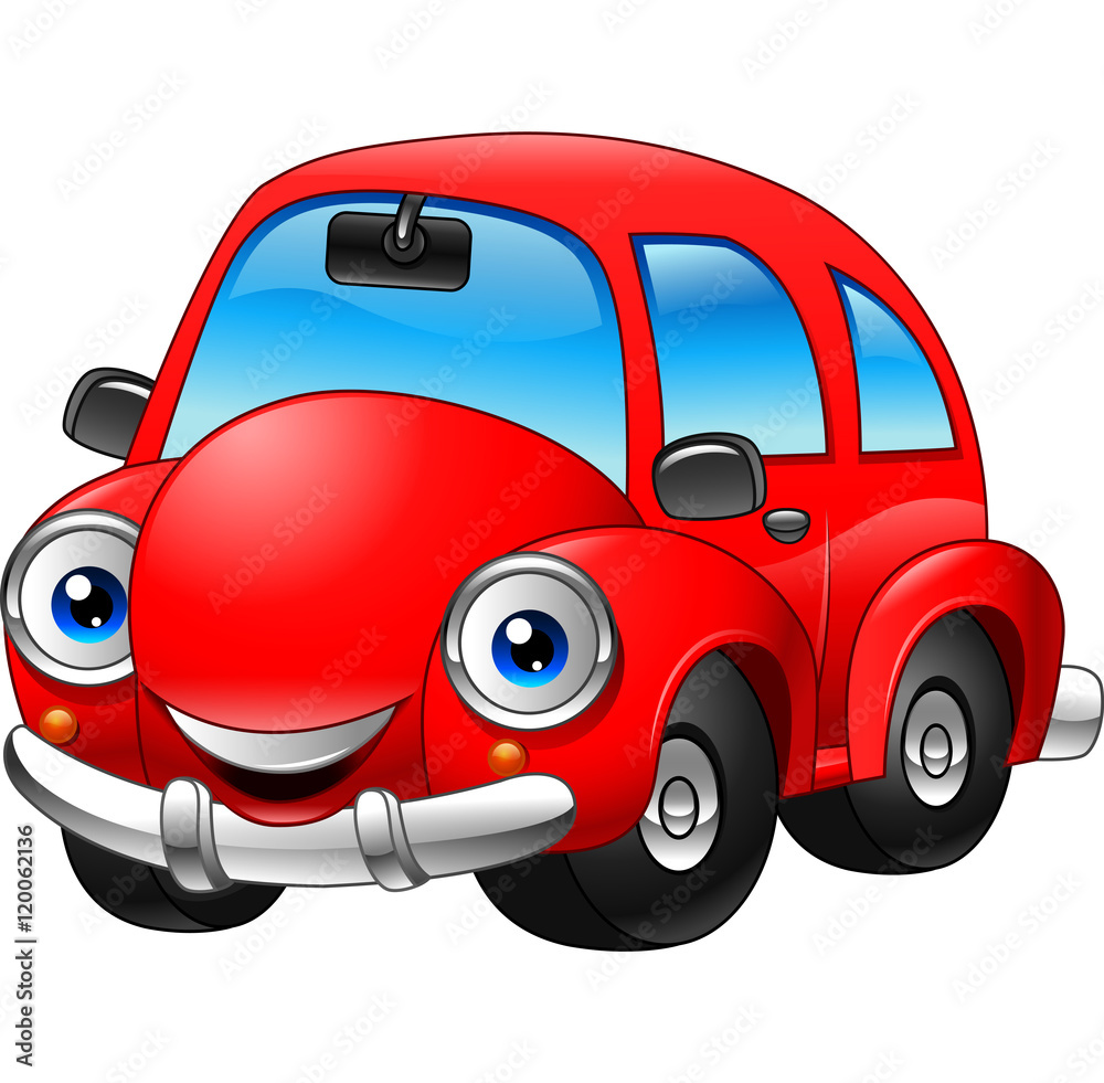 Cartoon funny red car Stock-Vektorgrafik | Adobe Stock
