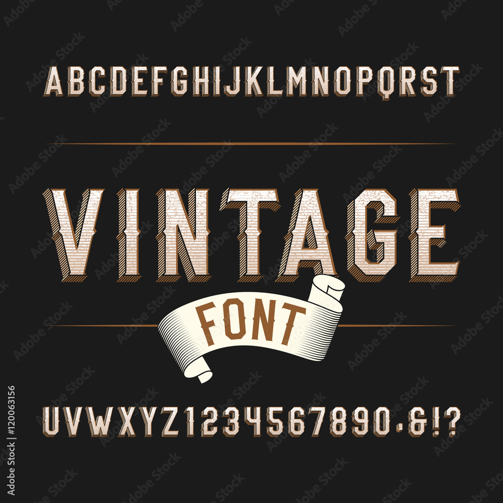 Vintage wild west alphabet font. Distressed effect letters and numbers ...
