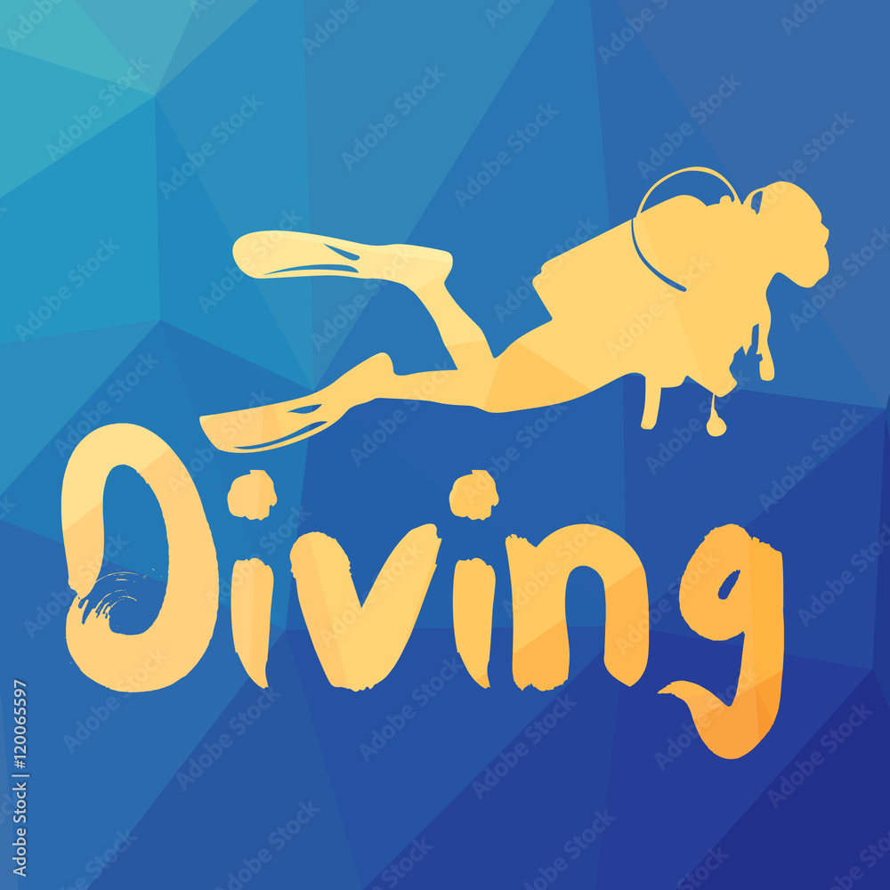 Diver logo polygonal vector design Stock Vector | Adobe Stock