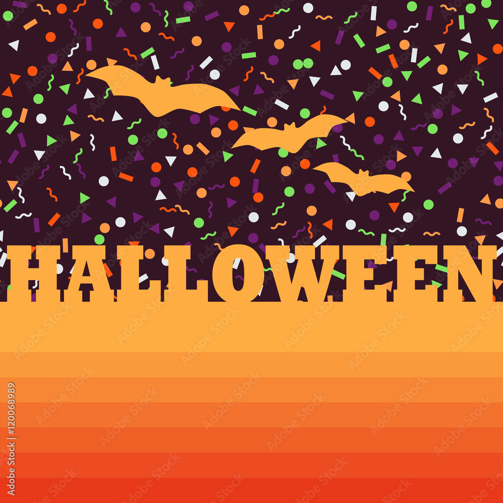 Halloween gradient background with bats and randomly geometric forms ...