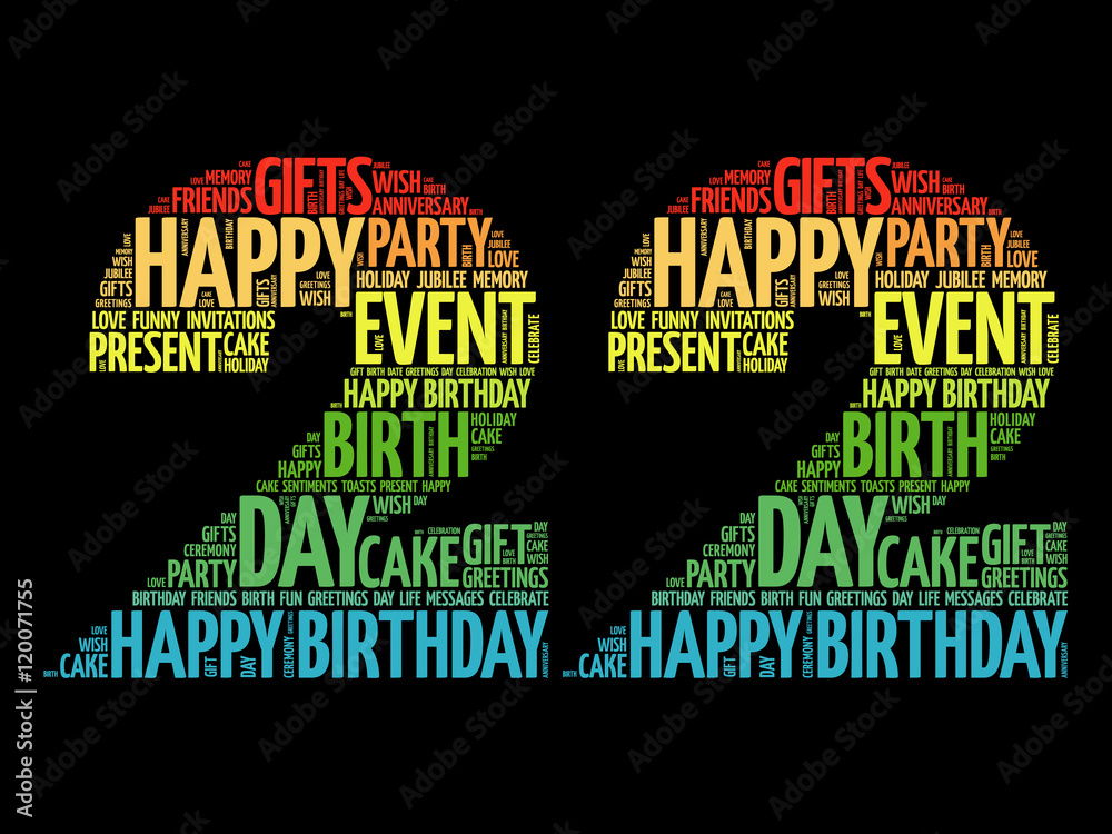 Happy 22nd birthday word cloud collage concept Stock Vector | Adobe Stock