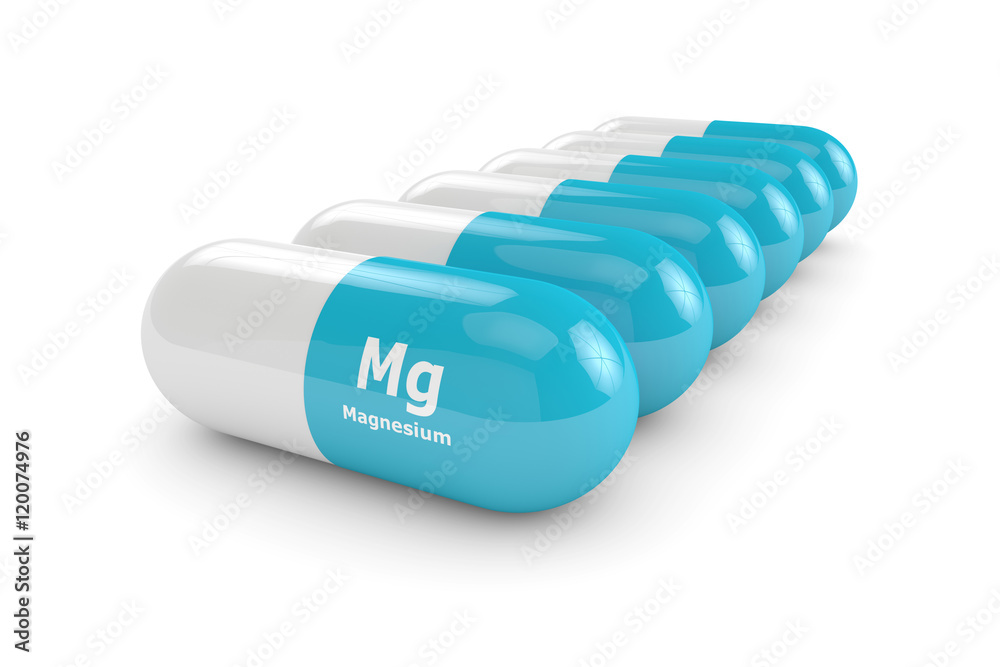 3d rendering of magnesium pilsl over white background Stock ...