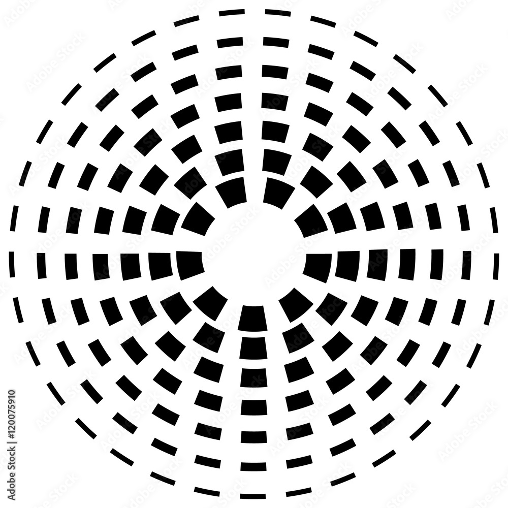 Concentric dashed line circles - Abstract geometric element on w Stock ...