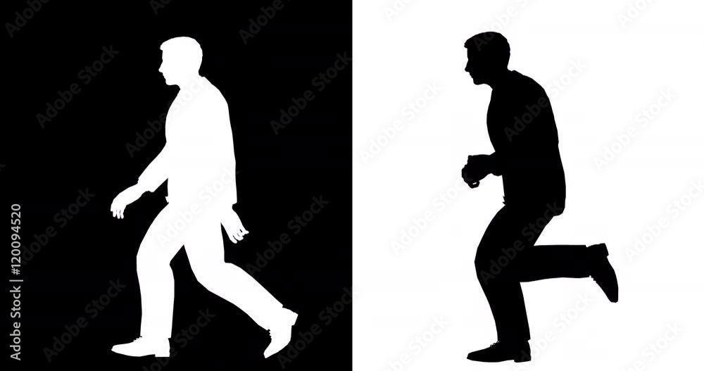 Male Silhouette Walking and Run Loop. a man walking and running loop ...