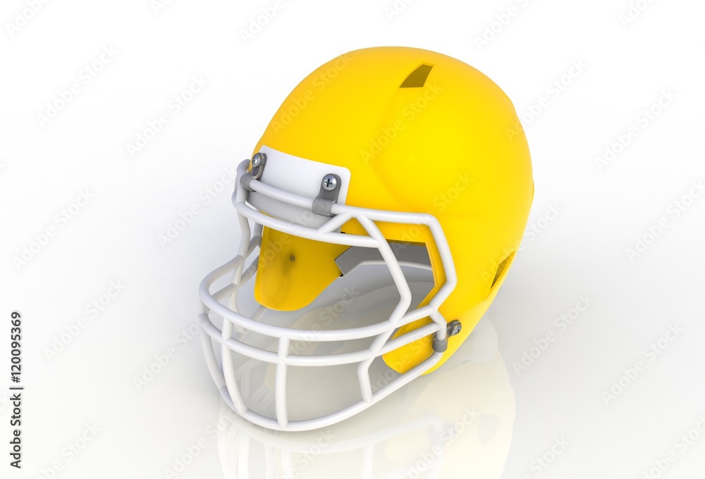 Yellow american football helmet isolated on white background, 3D ...