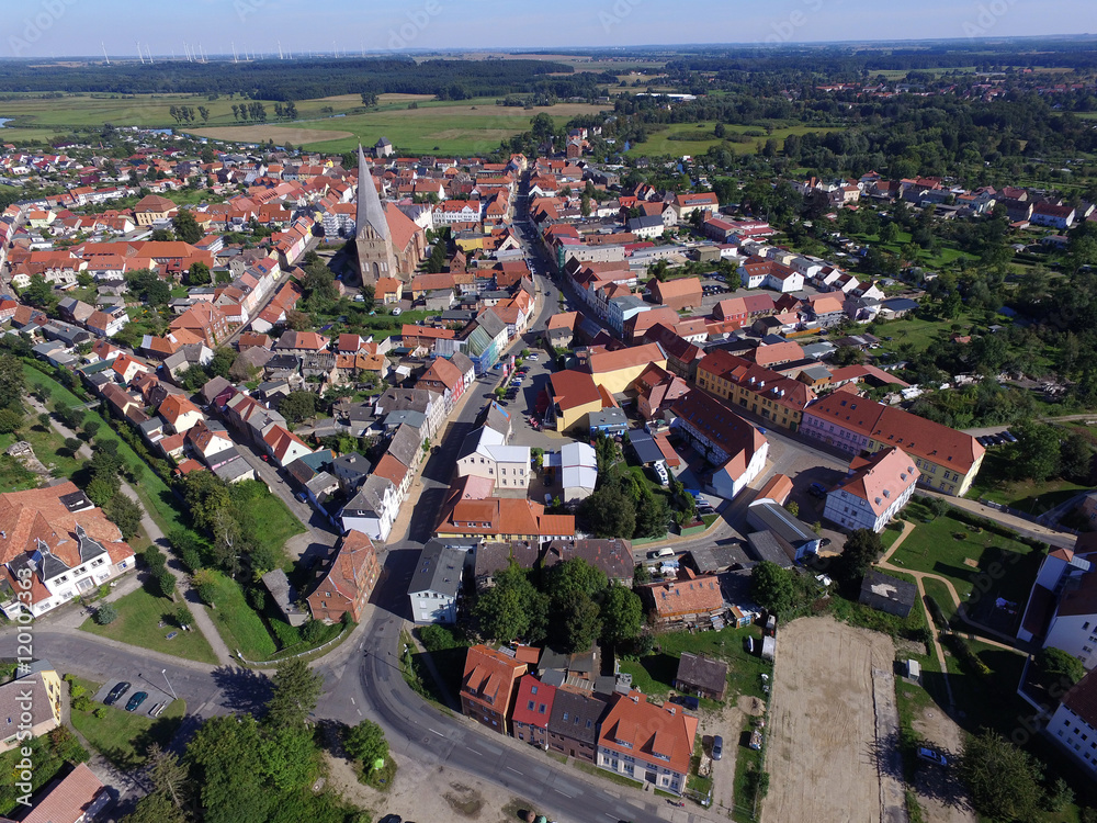 aerial view of the city buetzow in germany Stock-Foto | Adobe Stock