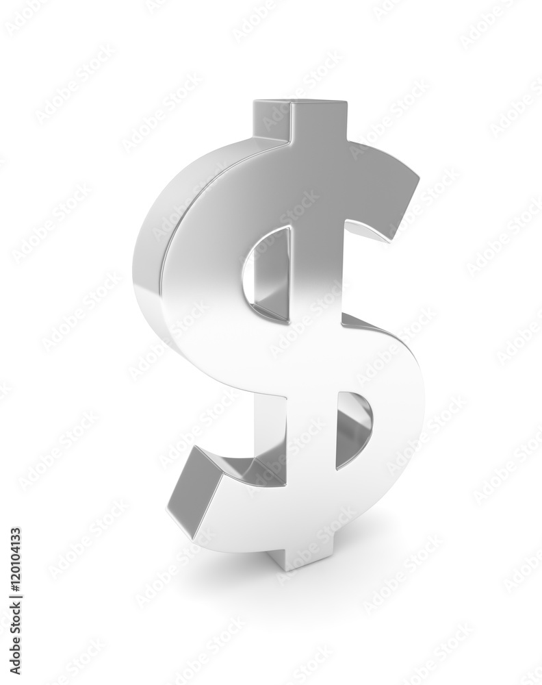 Isolated silver dollar sign on white background. American currency ...