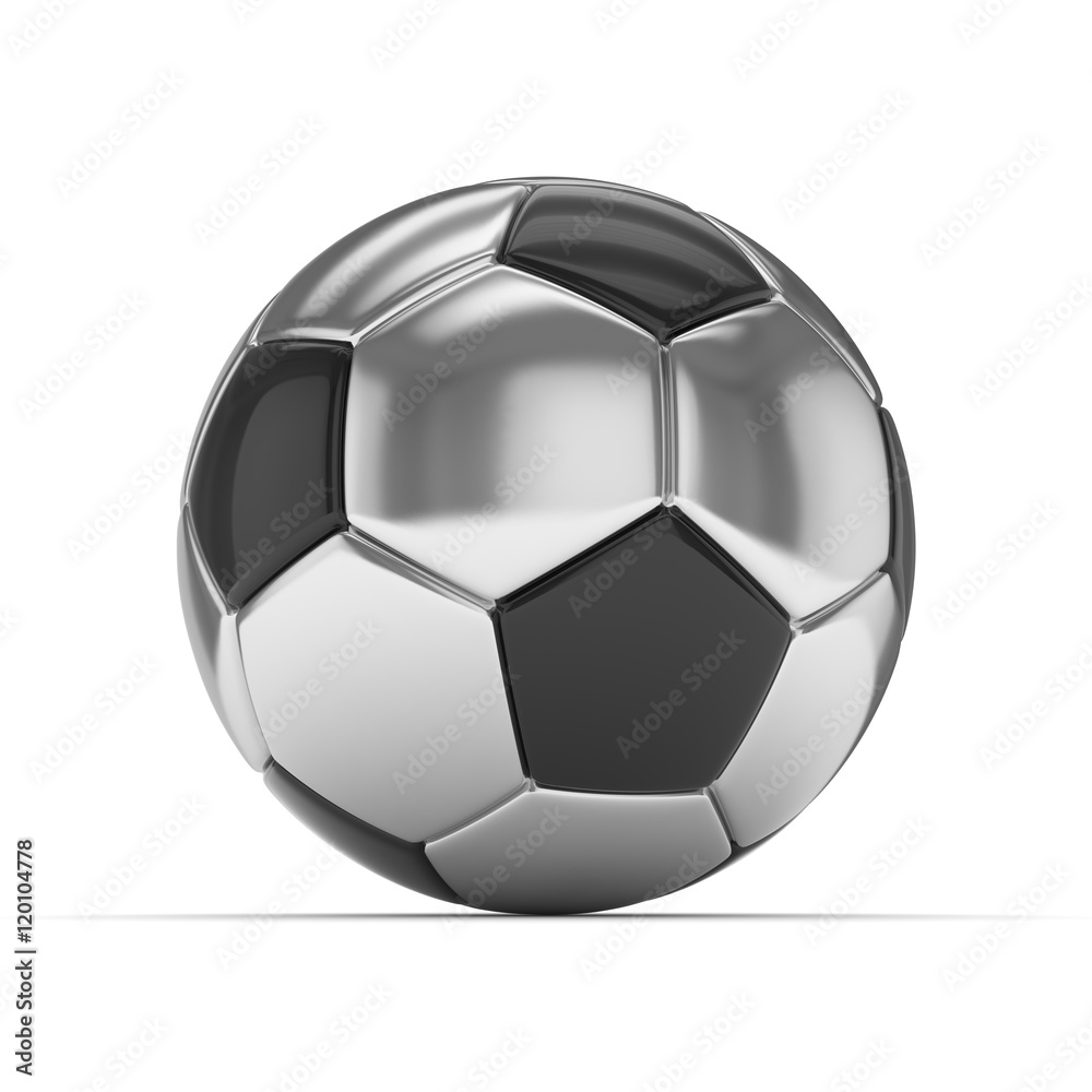 Silver soccer ball on white background. 3D rendering. Stock ...