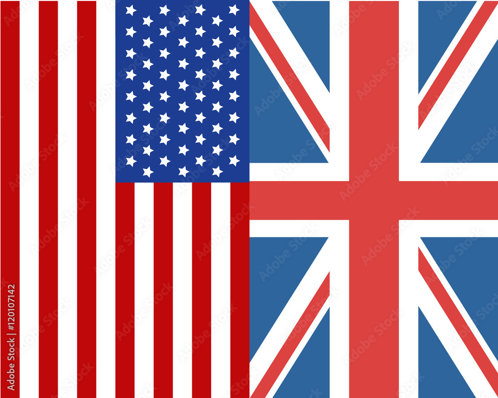 British and American flags. Vector illustration. Stock Vector | Adobe Stock