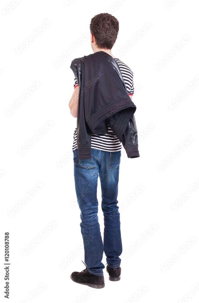 back view of Business man looks. Rear view people collection. backside ...