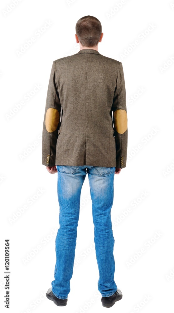 Back view of business man in jacket . looking ahead of yourself ...
