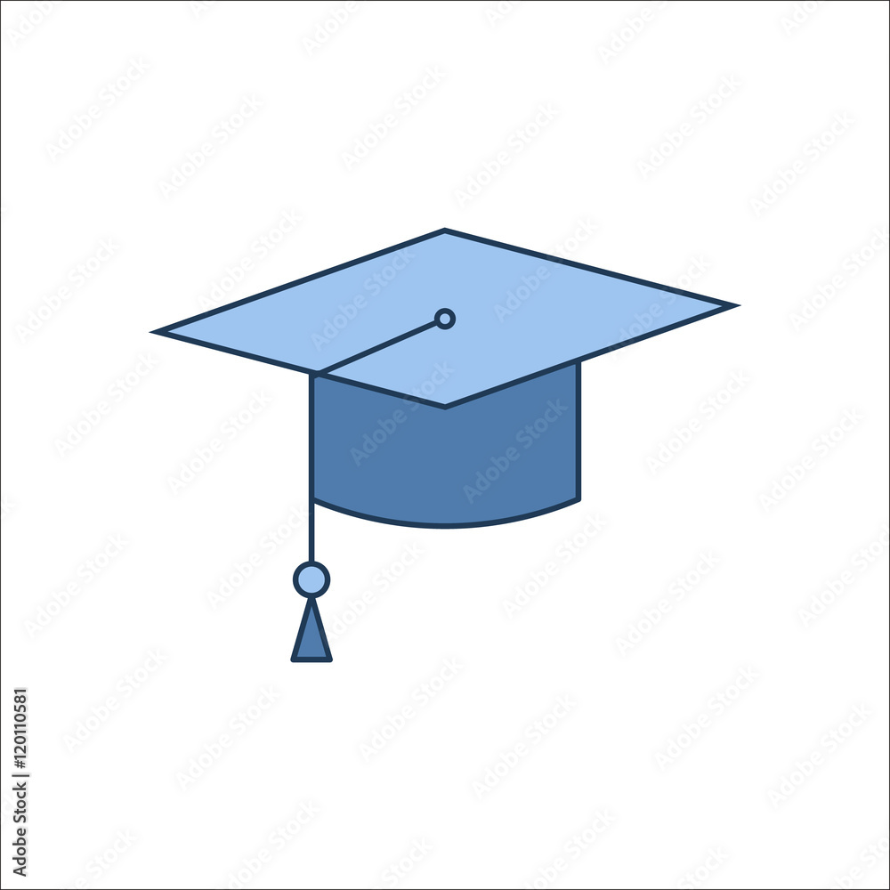 Graduation cap sign flat icon on background Stock Vector | Adobe Stock
