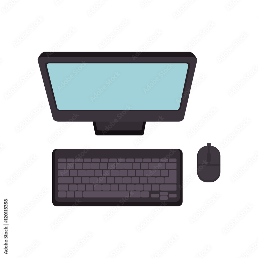 computer monitor with keyboard and mouse devices. technology and ...