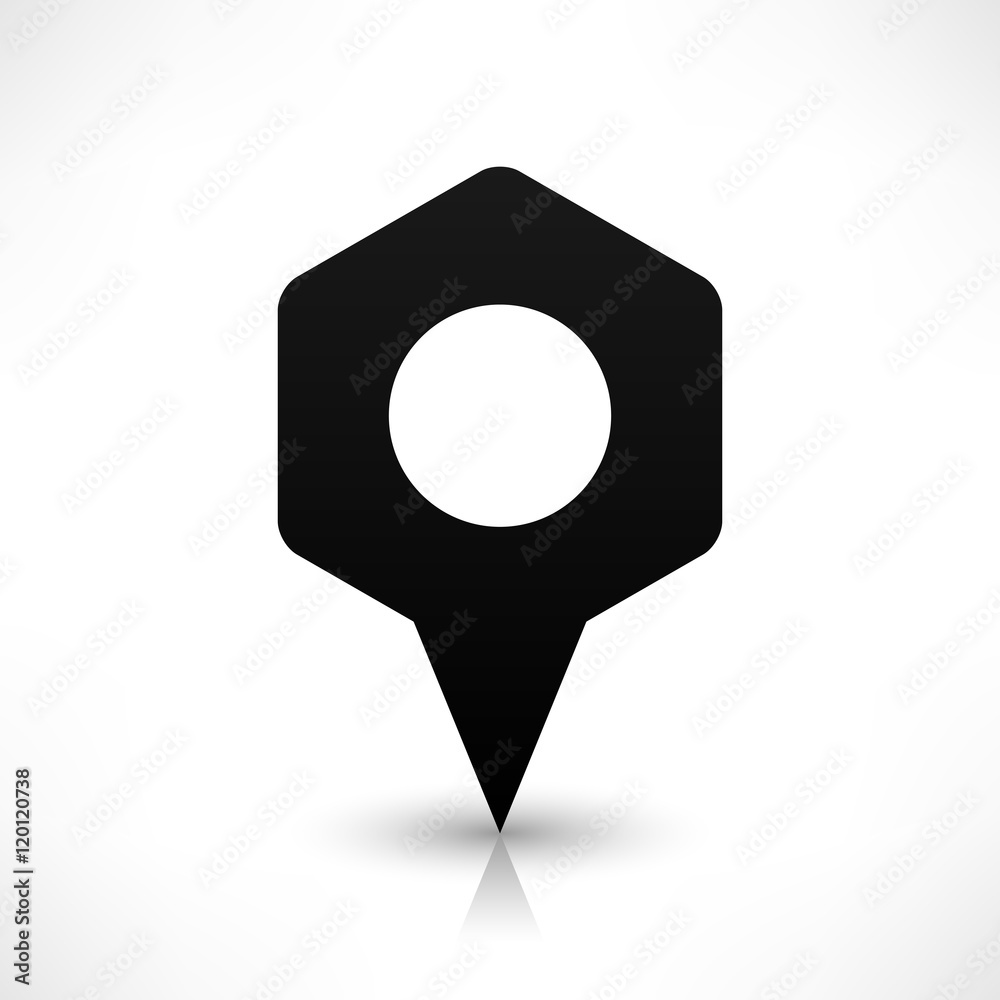 Black hexagon map pin sign blank location icon Stock Vector | Adobe Stock