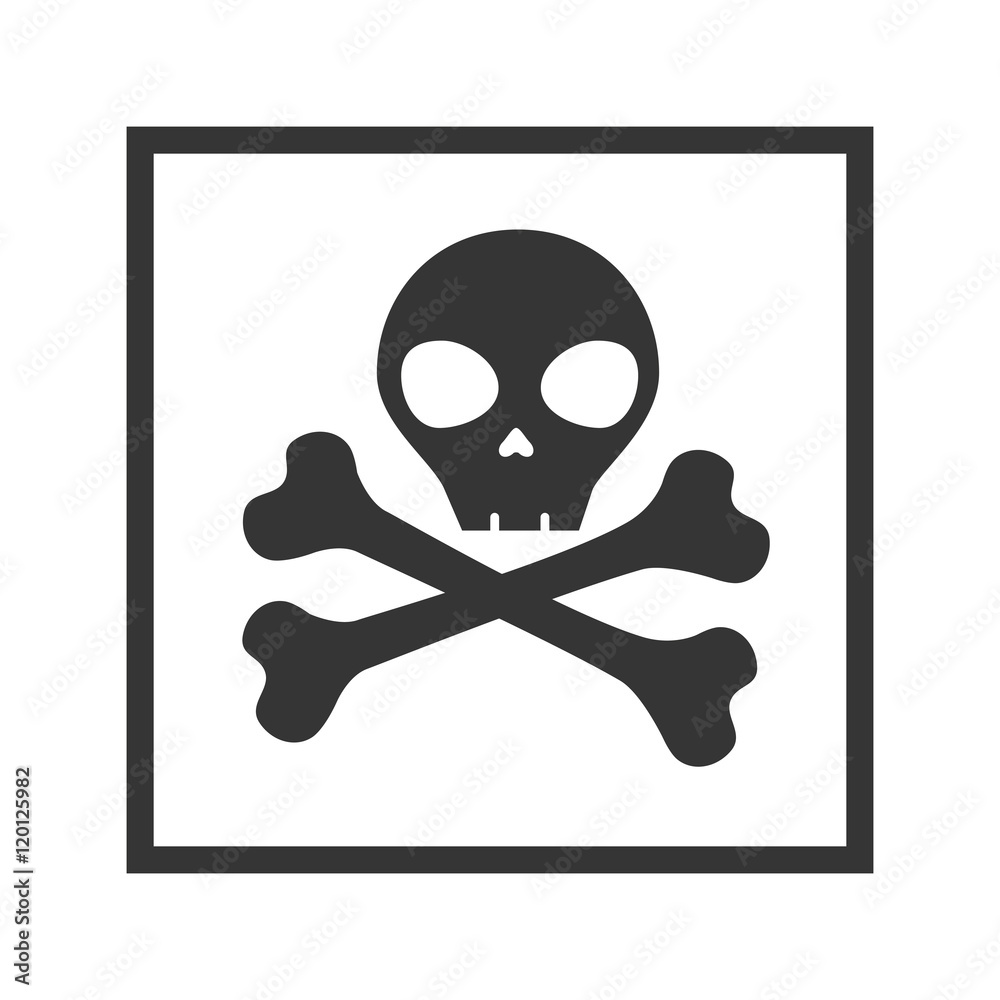 skull with bones in black square.danger caution sign. vector ...