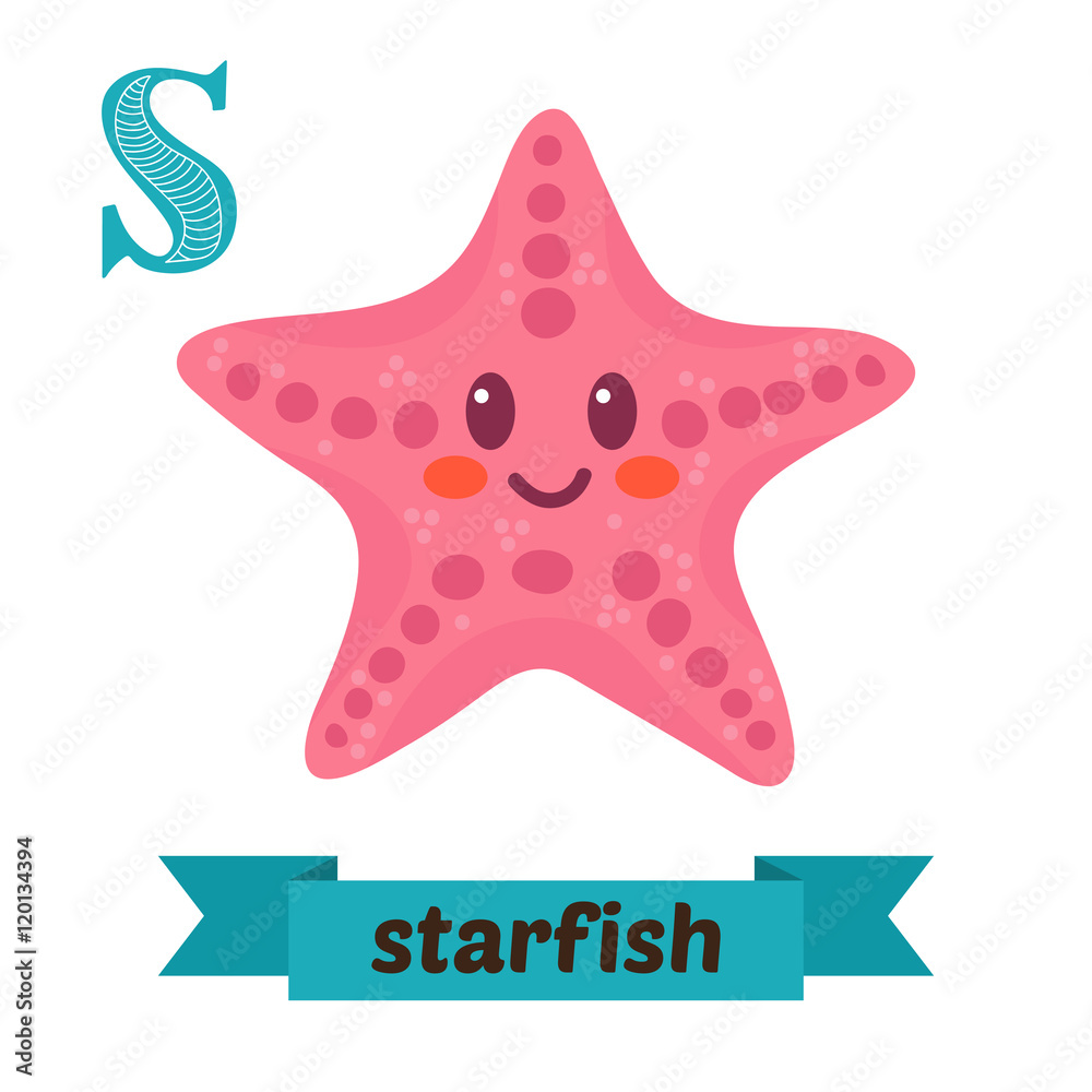Starfish. S letter. Cute children animal alphabet in vector. Fun Stock ...