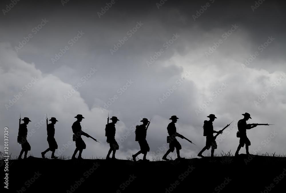 ANZAC illustration. World War 1 Australian and New Zealand soldiers ...