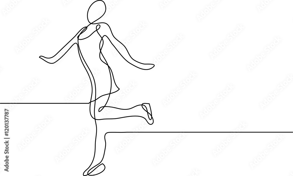 continuous line drawing of figure skating girl Stock Vector | Adobe Stock