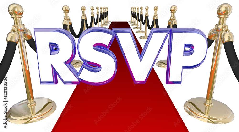 RSVP Reserve Reservation Word Acronym Red Carpet Event 3d Illust Stock ...