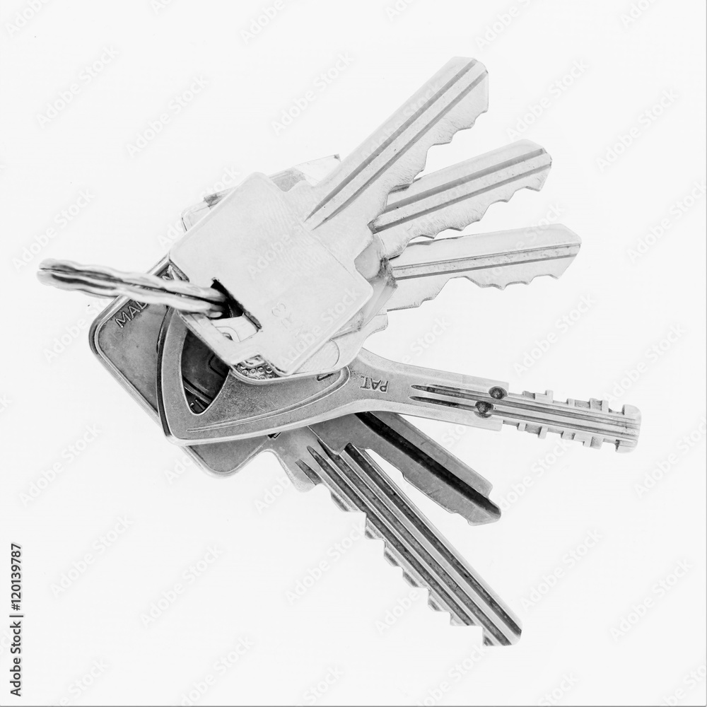 Six keys on a key ring with different security strengths Stock Photo ...