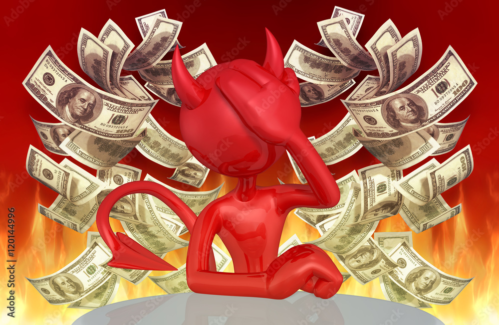 Devil Character With Money Stock-Illustration | Adobe Stock