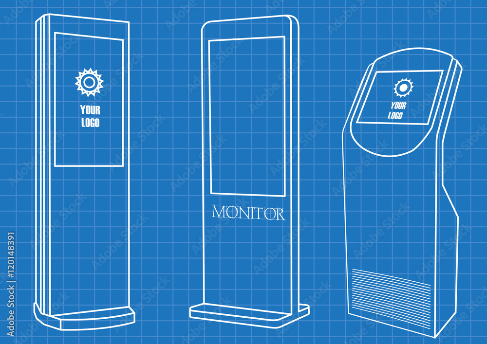 Blueprint of Promotional Interactive Information Kiosk Terminal Stand ...