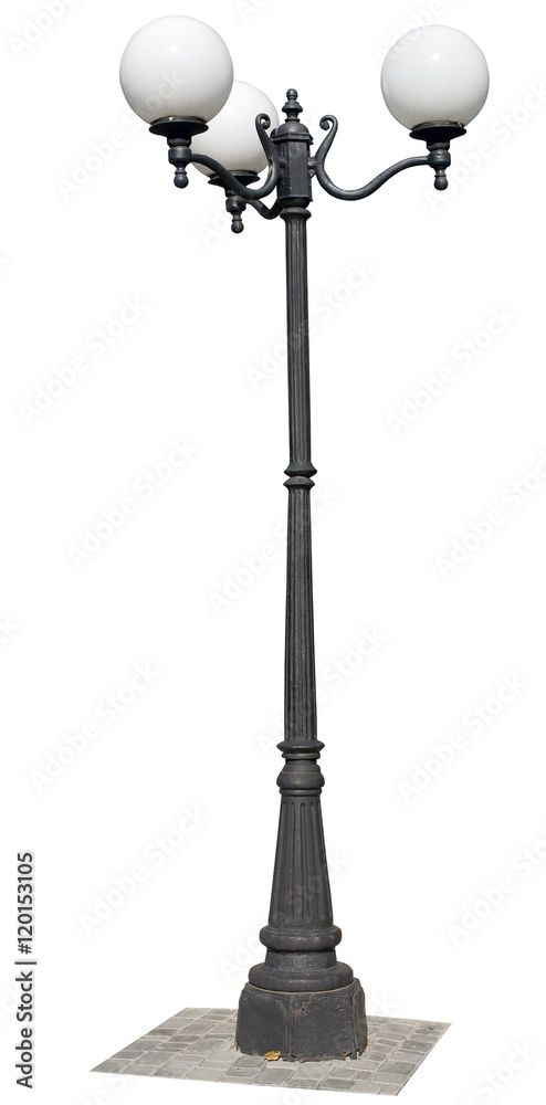 Decorative street lamp-post . isolated on white background. Stock Photo ...