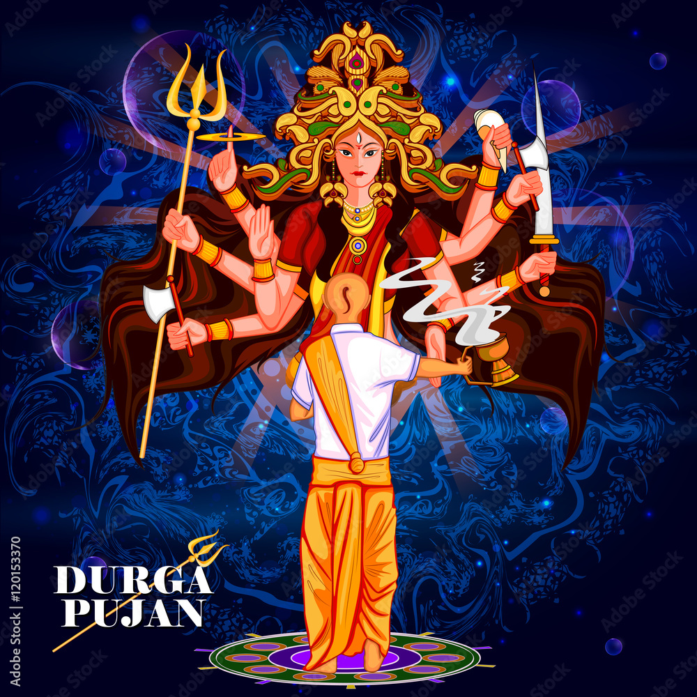 Happy Durga Puja India festival holiday background Stock Vector | Adobe ...