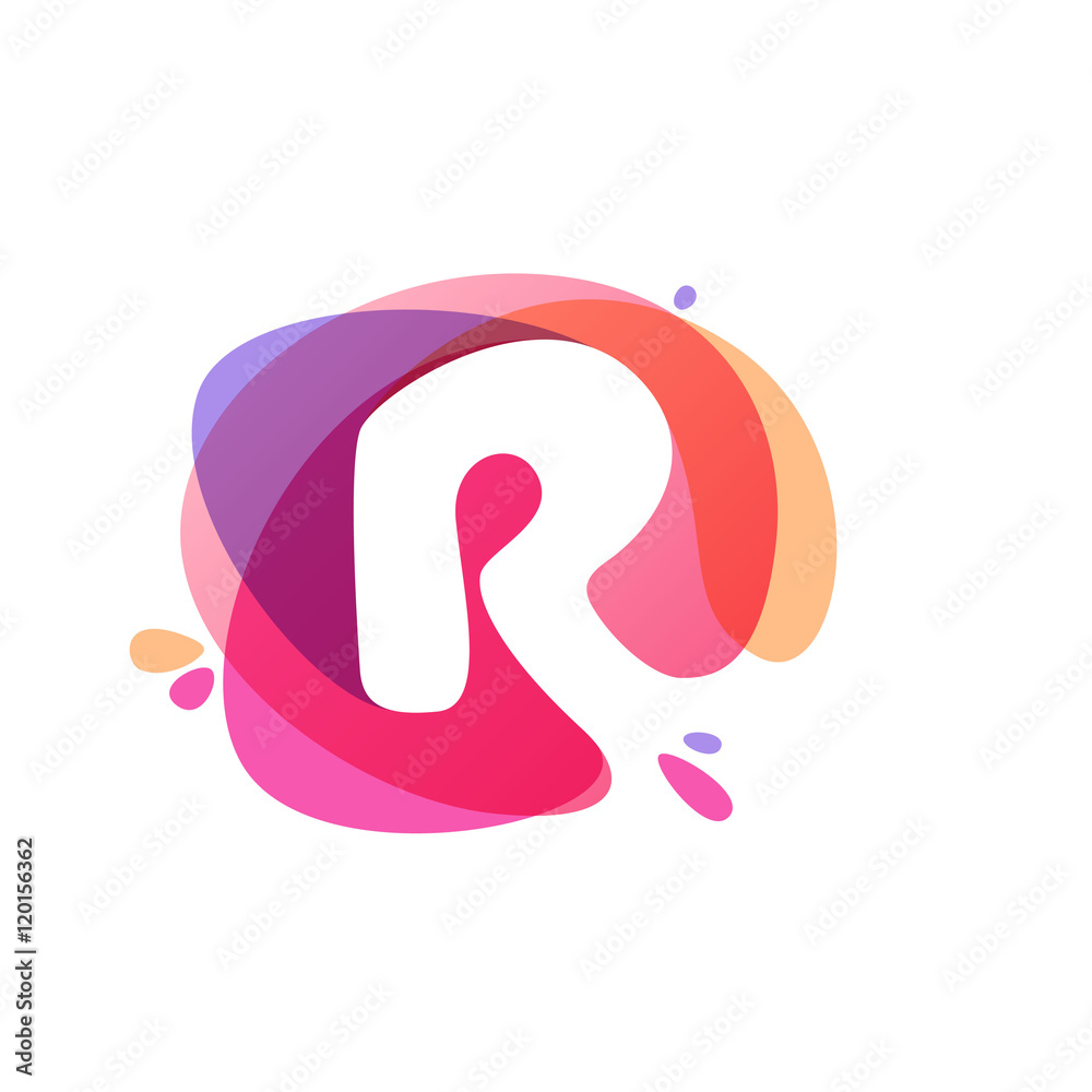 Letter R logo at colorful watercolor splash background. Stock Vector ...