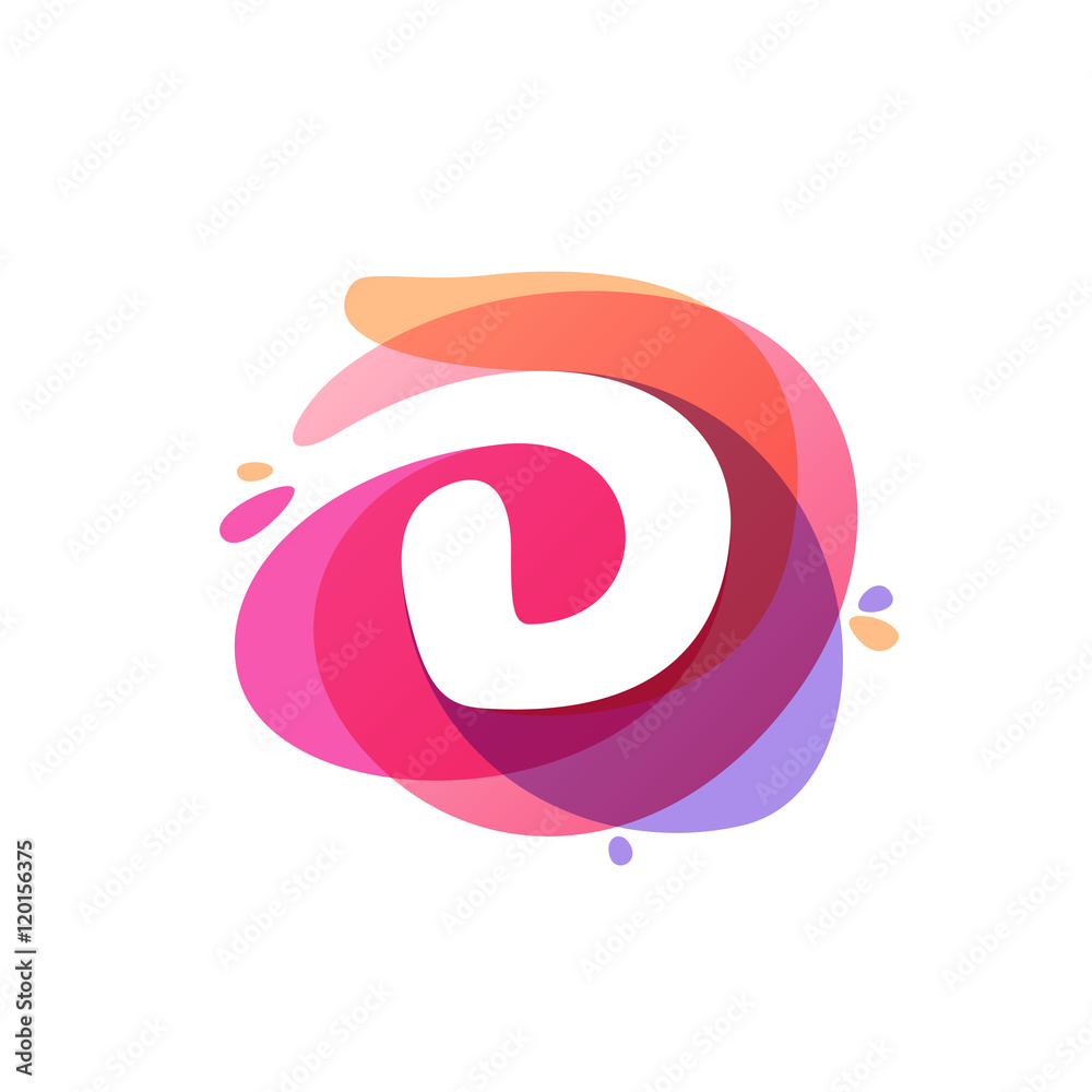 Letter D logo at colorful watercolor splash background. Stock Vector ...