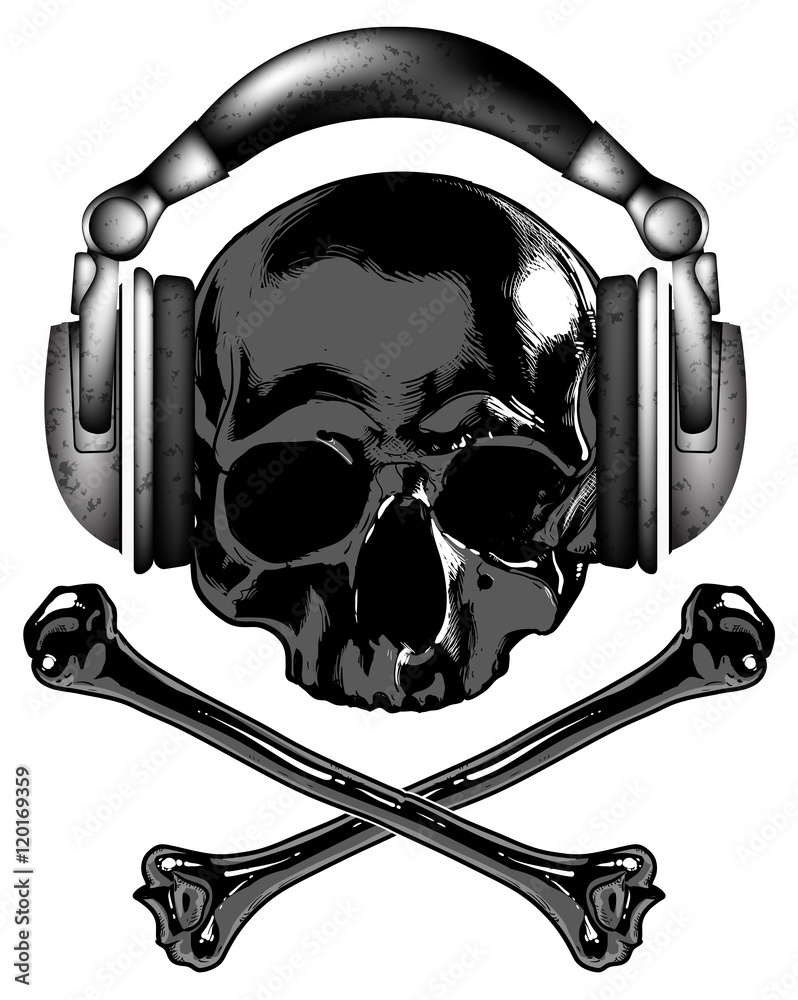 skull in the headphones Stock Vector | Adobe Stock