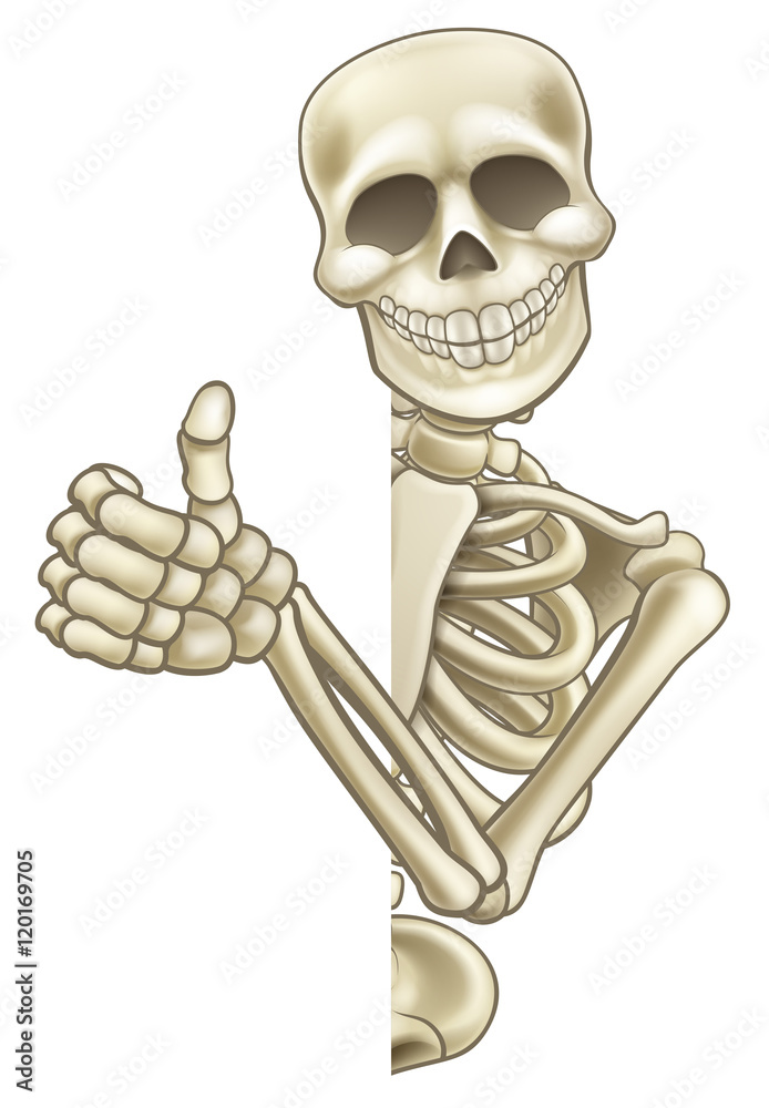 Thumbs Up Cartoon Skeleton Sign Stock Vector | Adobe Stock