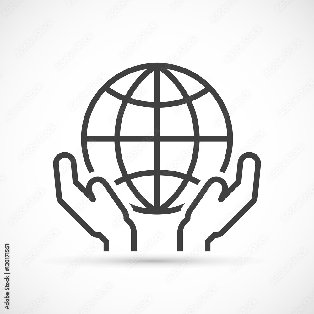 Hands holding globe icon Stock Vector | Adobe Stock