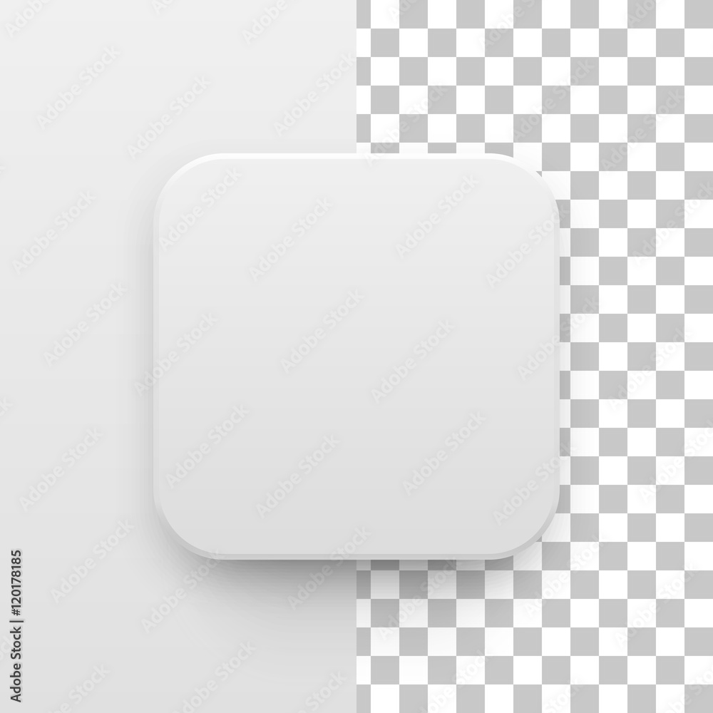White abstract app icon, blank button template with realistic shadow ...
