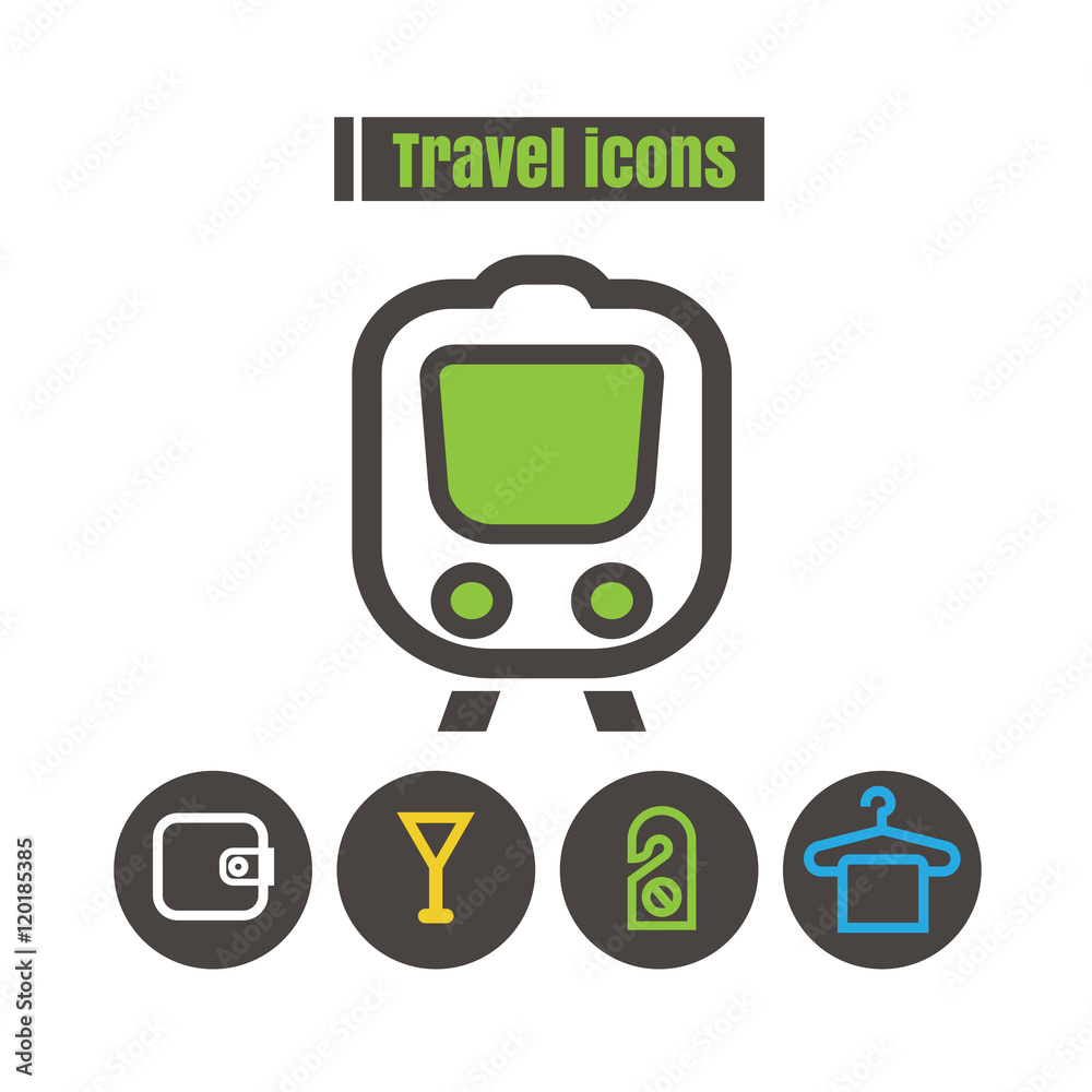 icons travel colour Train vector on white background Stock Vector ...