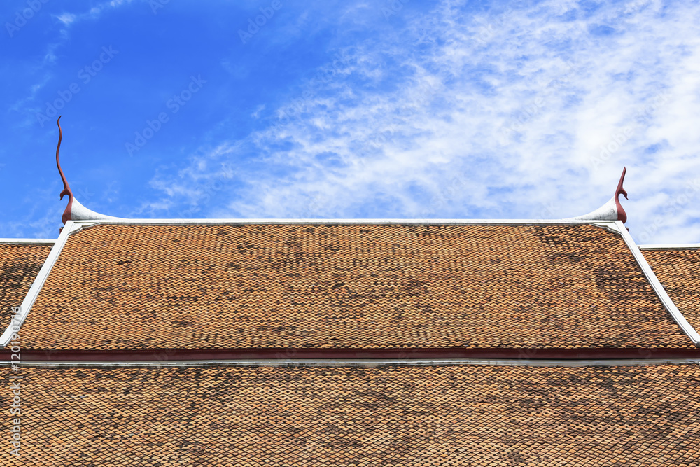 Temple roof and clear sky. Thailand temple roof. Art architecture roof ...