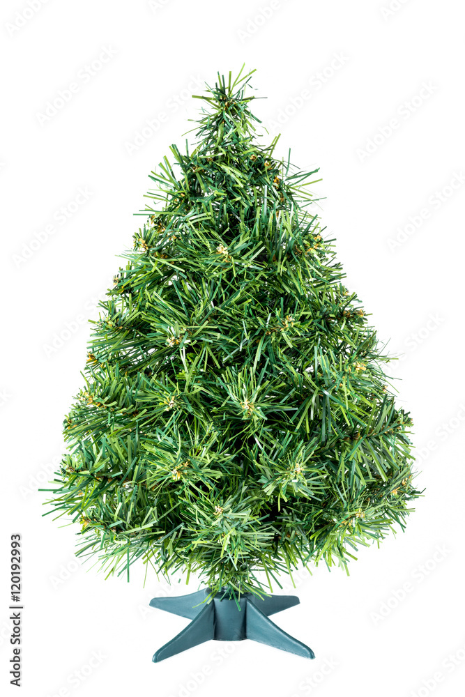 Christmas tree isolated on a white background without any decorations ...