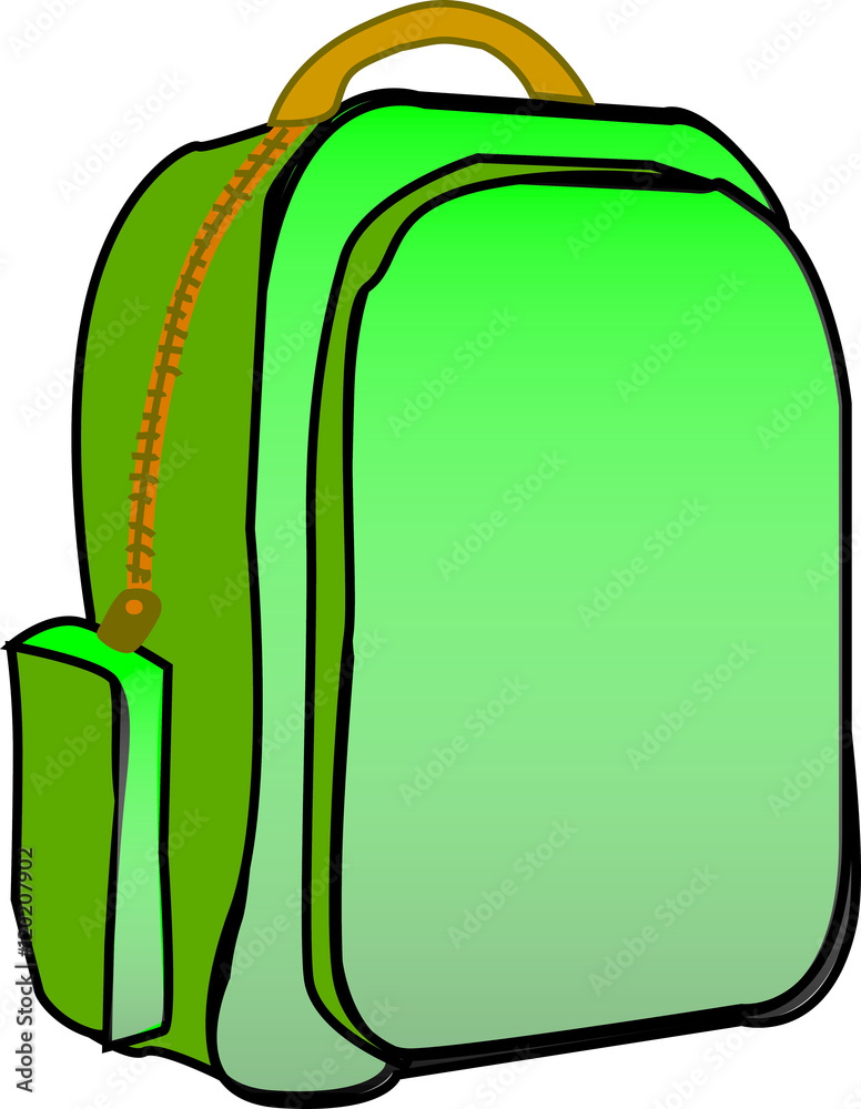 Vektorová grafika „Mochila escolar color azul sobre fondo blanco ...