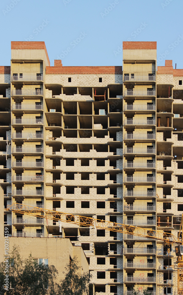 window in a newly built house. wall structure with insulated non ...