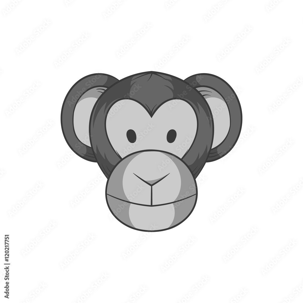 Monkey face icon in black monochrome style isolated on white background ...