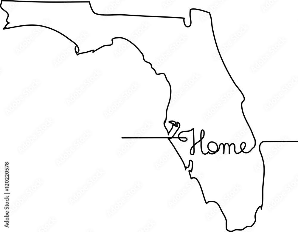 continuous line drawing of Florida home sign Stock Vector | Adobe Stock